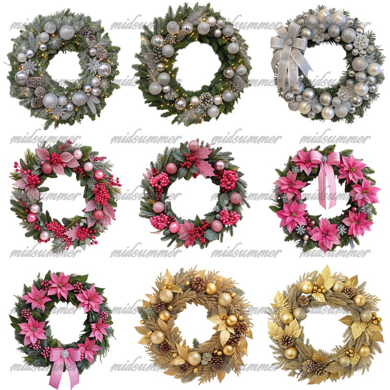 26 PNG Realistic Christmas Wreaths Photos_high Quality PNG Files ...