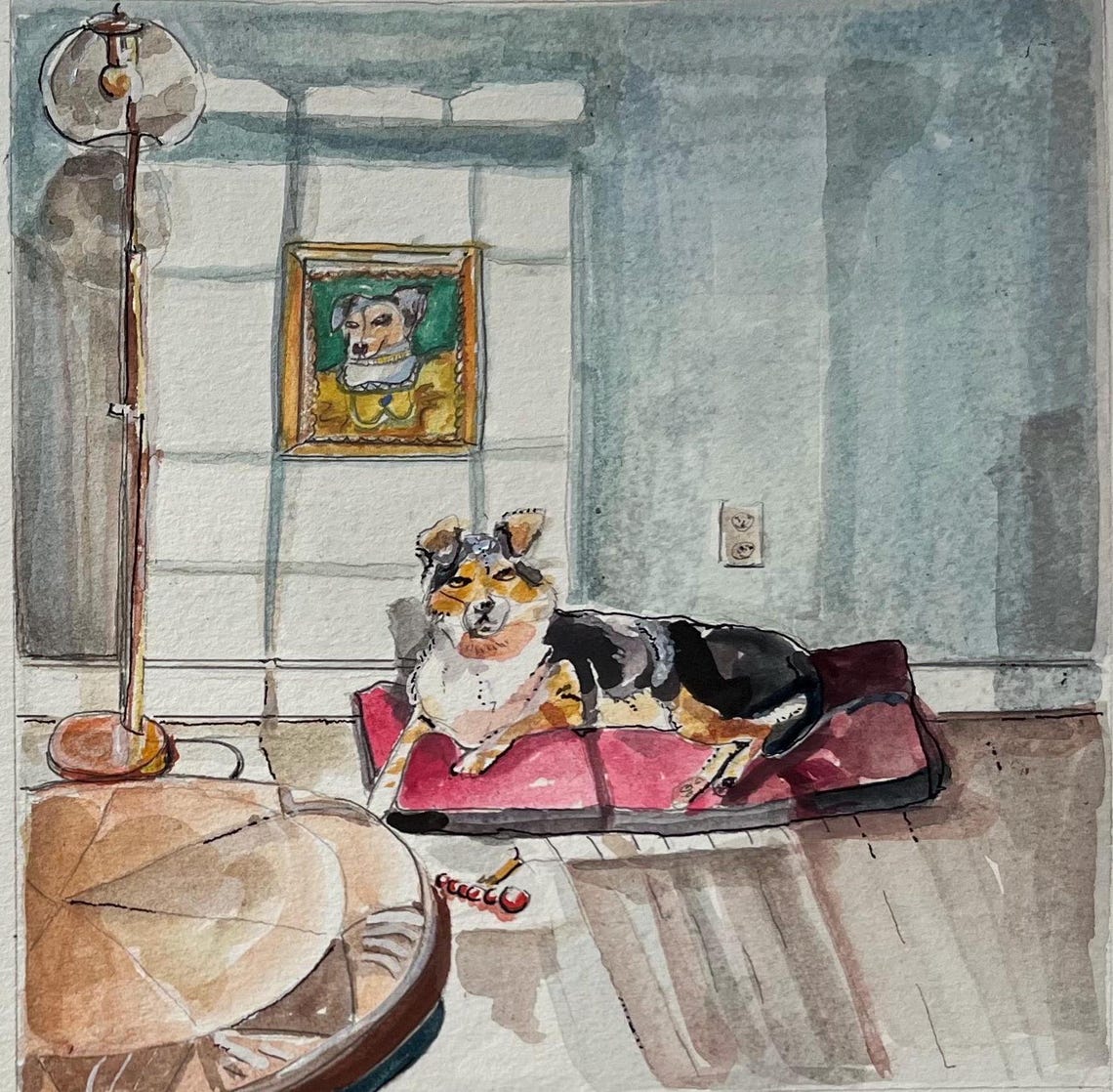 Original Gouache Dog Portrait, Collie Mix Art, 6x6 Image - Etsy