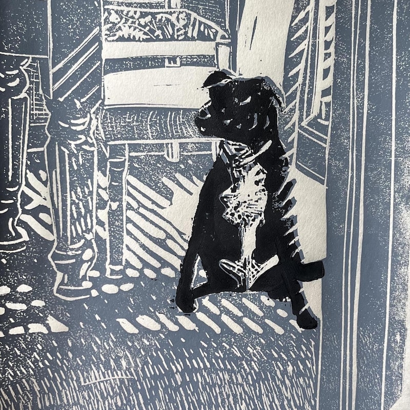 Lino Print Dog Portrait - Etsy