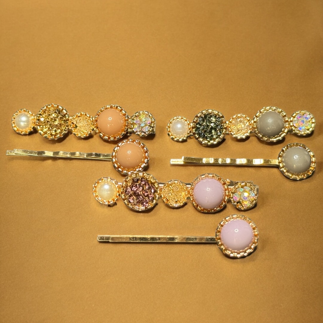 Bling Barrettes 2-pack, Thick Thin Hair, Gold Hair Barrettes, Crystal ...