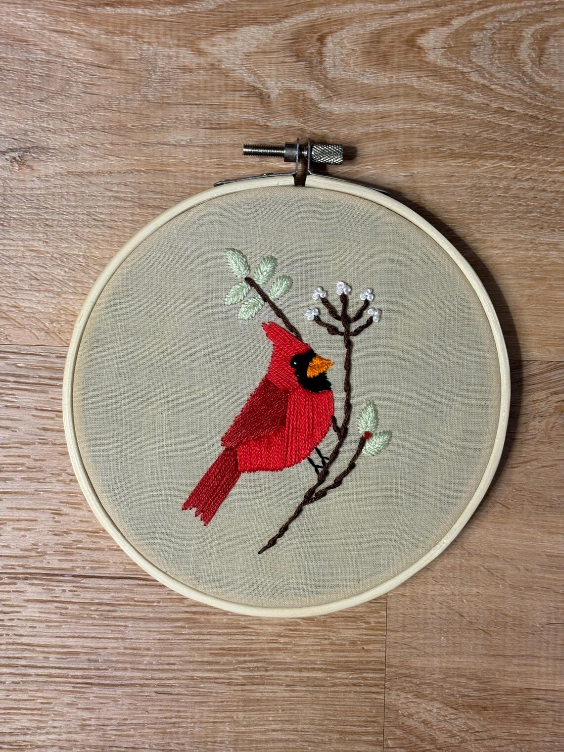 Cardinal Embroidery | Cardinal | Hand Stitched | Wall Art | Bird Decor ...