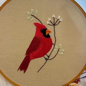 Cardinal Embroidery | Cardinal | Hand Stitched | Wall Art | Bird Decor ...