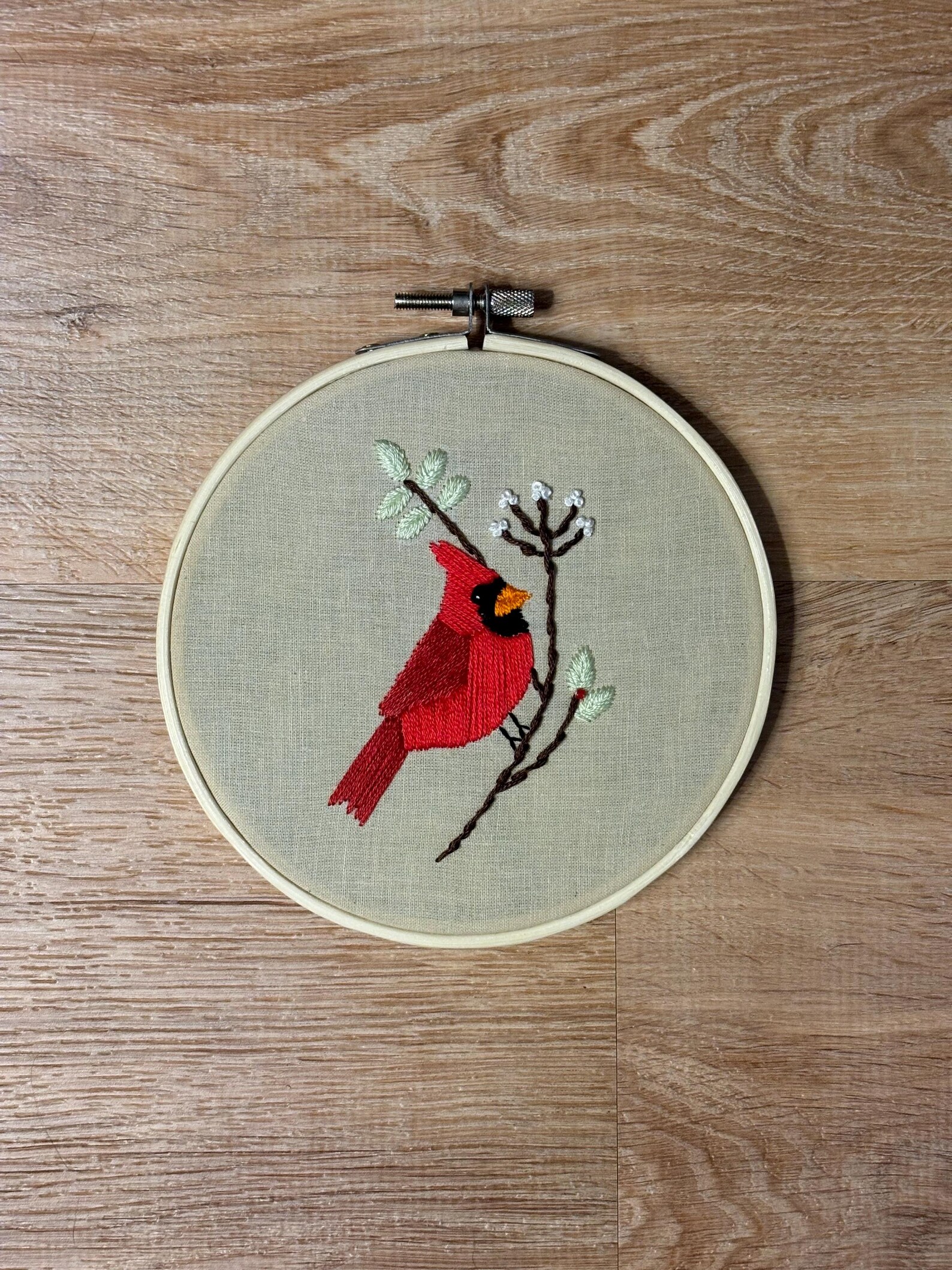 Cardinal Embroidery | Cardinal | Hand Stitched | Wall Art | Bird Decor ...