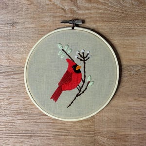 Cardinal Embroidery | Cardinal | Hand Stitched | Wall Art | Bird Decor ...