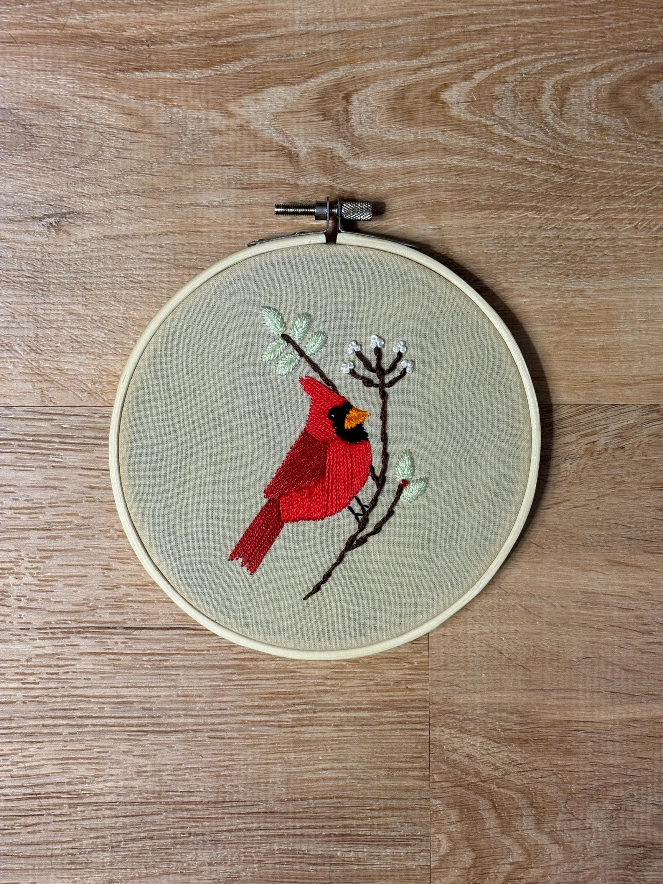 Cardinal Embroidery | Cardinal | Hand Stitched | Wall Art | Bird Decor ...