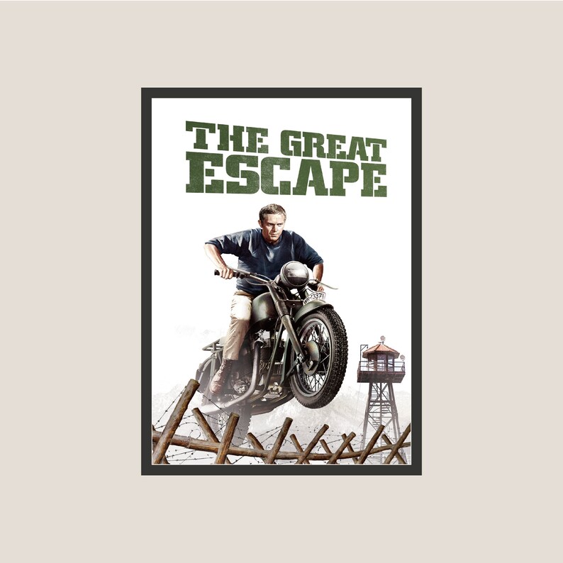 The Great Escape Movie Poster, Canvas Wall Art, Personalized Gift, Art ...