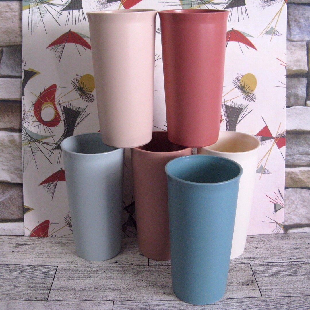 Vintage Tupperware Tumblers, Country Pastel Tupperware, 1980s 6 Glasses ...