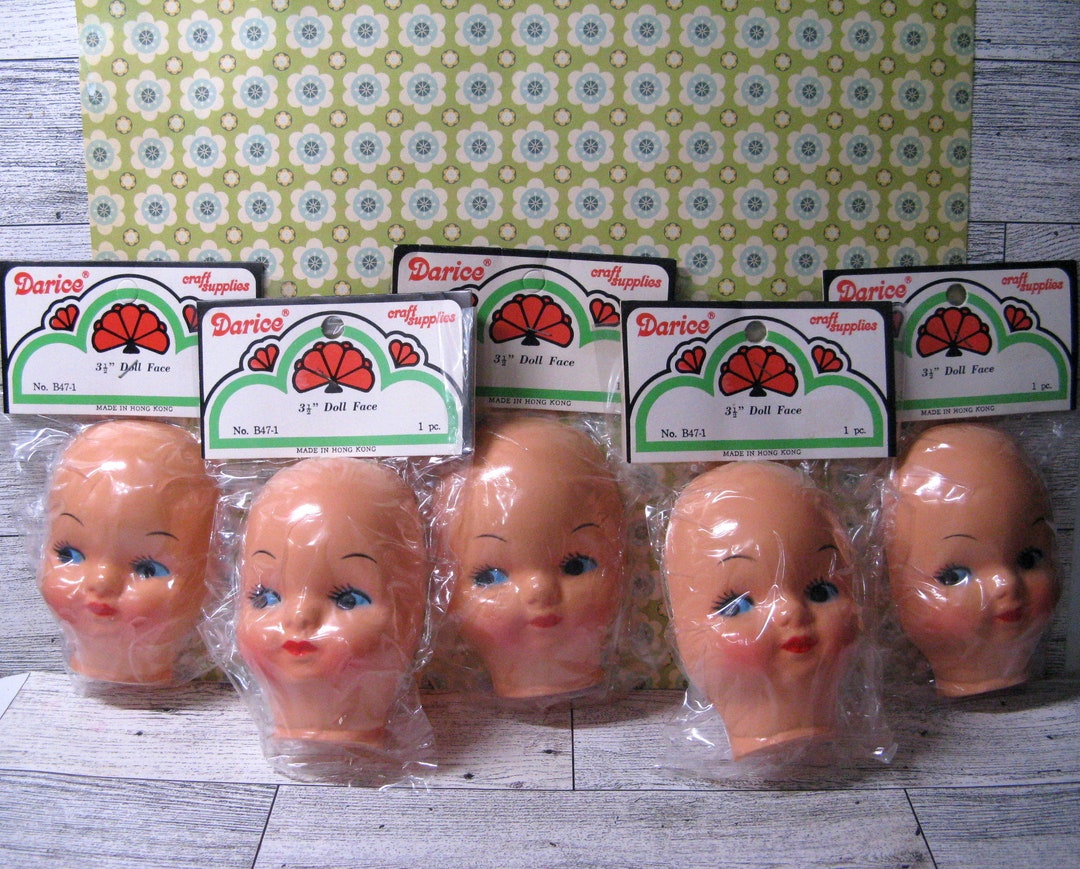 Vintage Doll Face, 3 1/2 Plastic Doll Face, Lot of 5, Made in Hong Kong ...