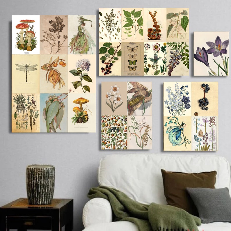 Vintage Botanical Posters, Fairycore Wall Collage Kit, Vintage ...