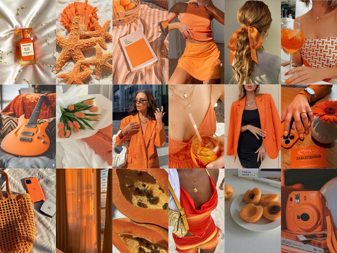Orange Photo Collage Kit, Trendy Room Decor (digital Download 4x6 ...