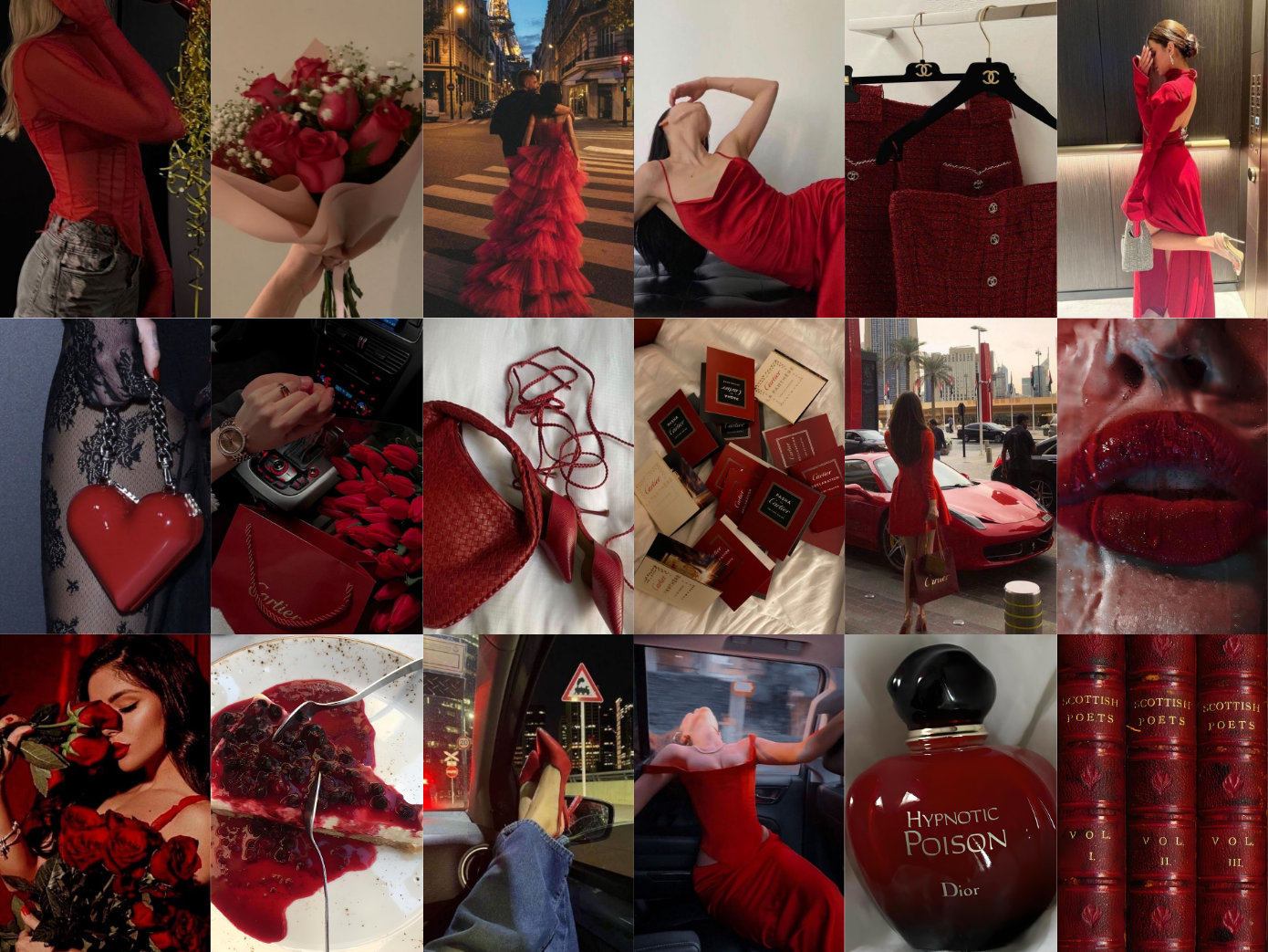 135 PCS Cherry Aesthetic Wall Collage Kit | Dark Red Photo Collage ...