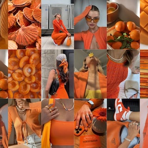 120 Orange Aesthetic Wall Collage Kit, Orange Aesthetic Collage Kit ...