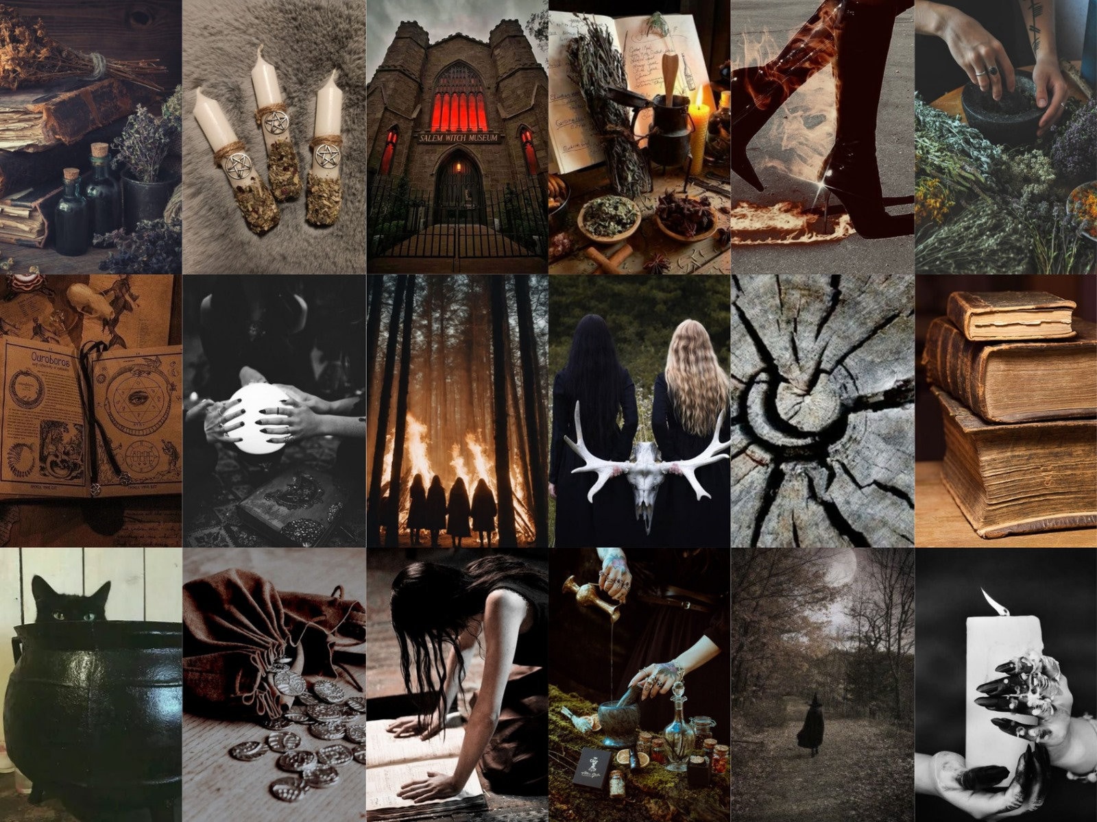 200 PCS Dark Witch Wall Collage Kit , Witch Aesthetic Photo Collage ...