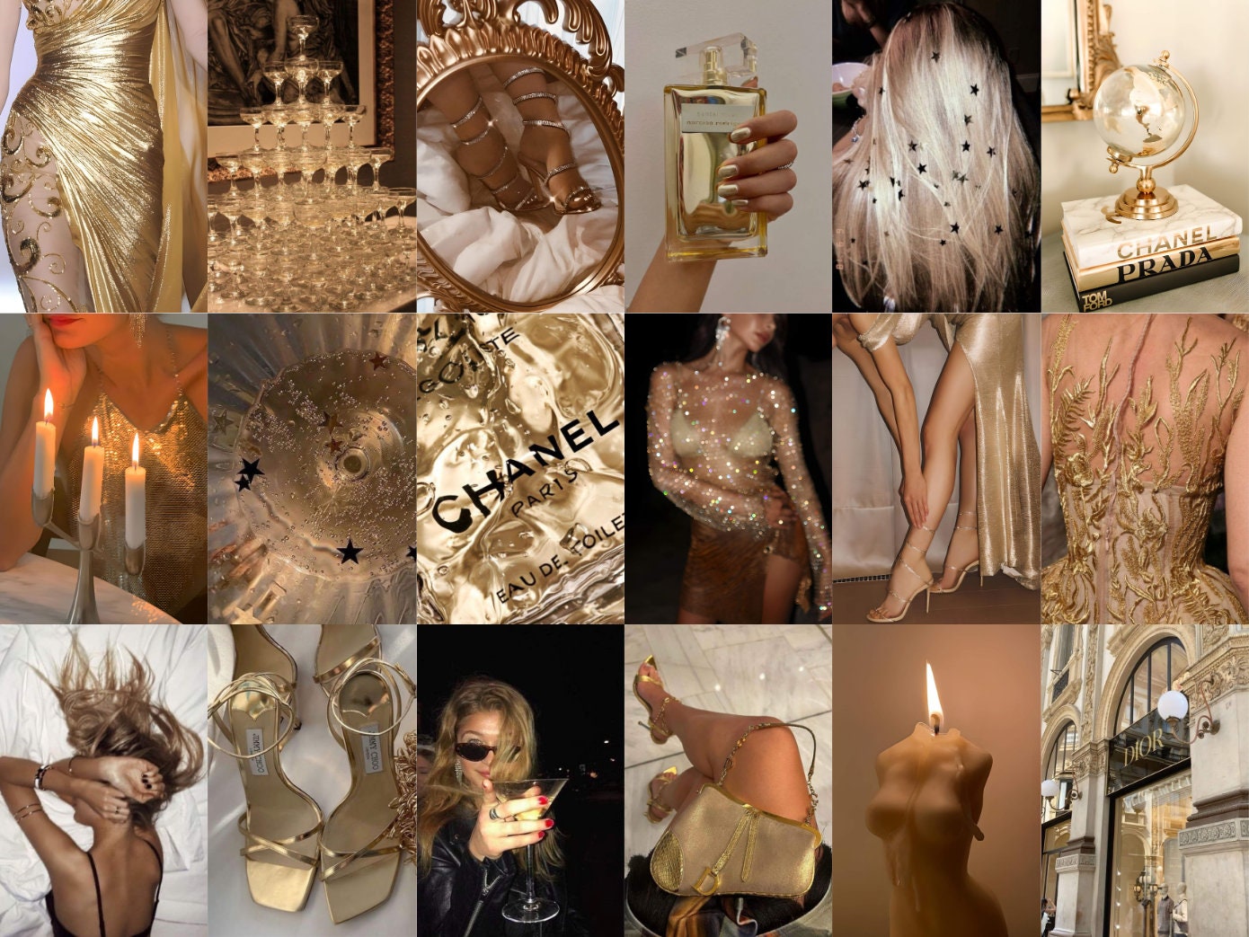 Boujee Gold Wall Collage Kit 155 PCS , Golden Photo Collage, Boujeee ...