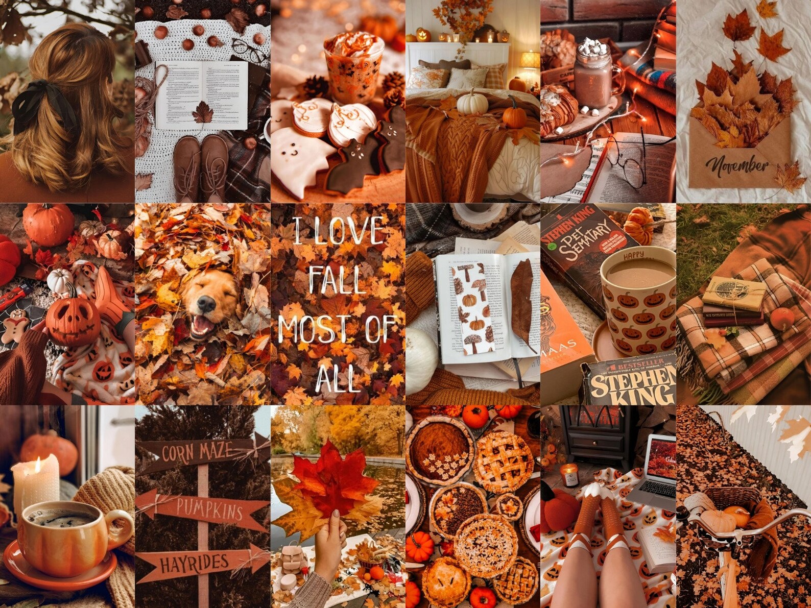 100+PCS Fall Aesthetic Collage Kit, Autumn Aesthetic, Fall Wall Art ...