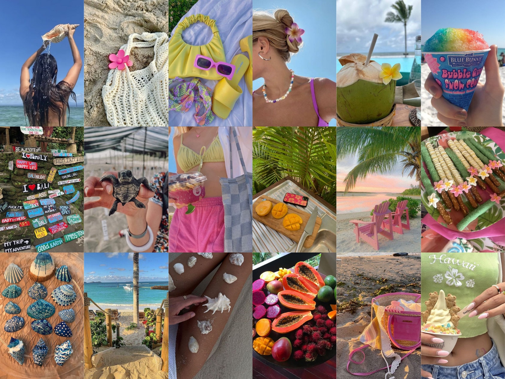 160 PCS Coconut Girl Aesthetic Wall Collage | Summer Beach Vibe Photo ...
