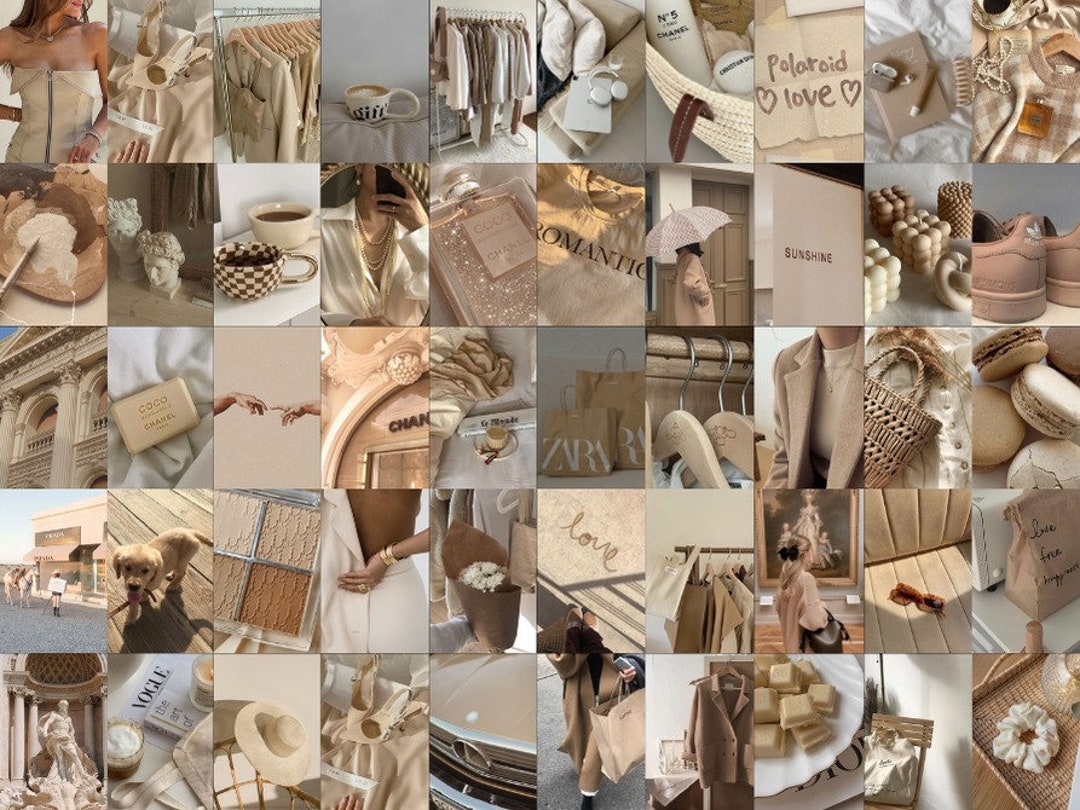 100 PCS Neutral Cream Beige Wall Collage Kit | Boujee Boho Aesthetic ...