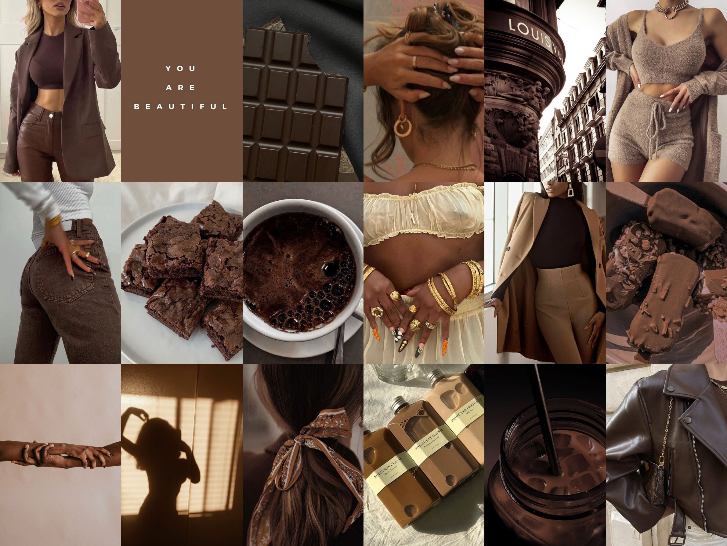 135 PCS | Brown Aesthetic Wall Collage | Coffee Aesthetic Wall Collage ...