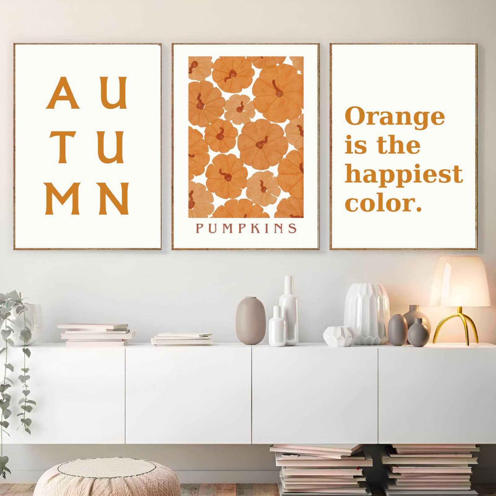 Vintage Pumpkin Halloween Wall Art Print: 70s Autumn Colors (digital ...