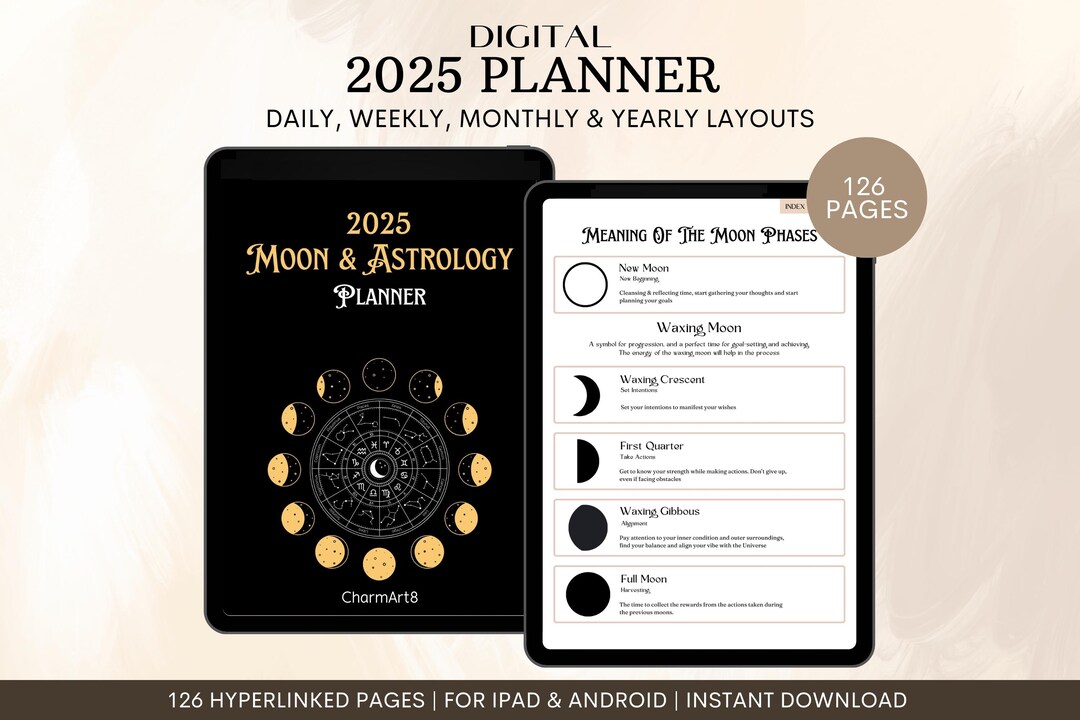 2025 Moon Astrology Digital Planner: iPad Goodnotes, Onenote (PDF) - Etsy