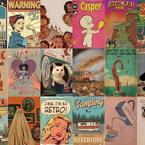 150 Vintage Retro Wall Collage Kit, Retro Wall Collage Kit, Retro ...