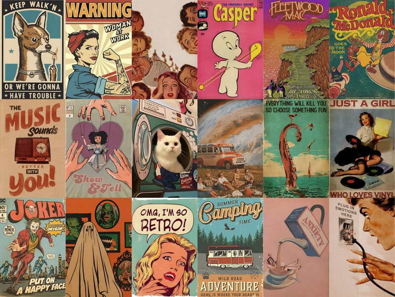 Retro Collage Prints, Vintage Wall Art (digital Download 4x6") - Etsy