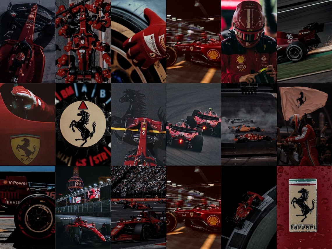 F1 Aesthetic Photo Collage, Ferrari Formula 1 Poster, Formula 1 Gift ...