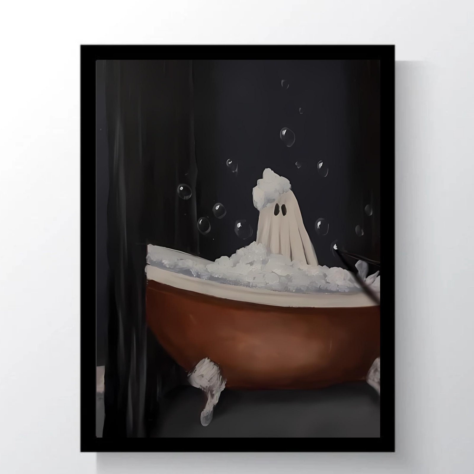 Ghost in the Bath Tub Wall Art Print, Bubble Bath Ghost Png, Halloween ...