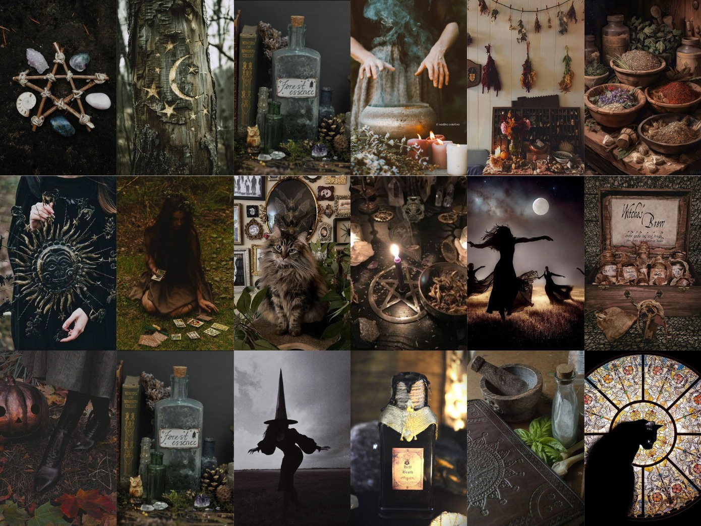 200 PCS Dark Witch Wall Collage Kit , Witch Aesthetic Photo Collage ...