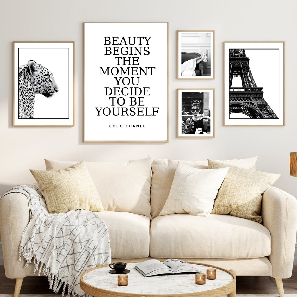 20 PCS Luxury Fashion Poster Set: Black & White Brand Prints (digital ...