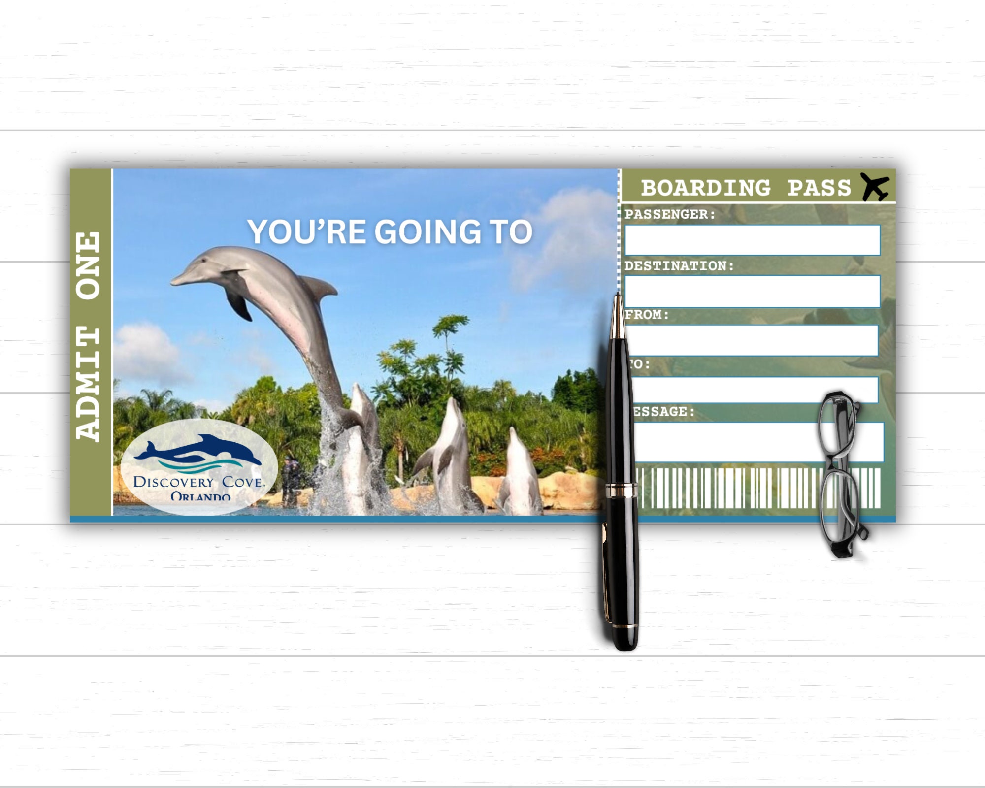 Printable Discovery Cove Surprise Ticket Template, Amusement Park ...