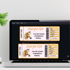 Printable Horse Riding Surprise Ticket, Horseback Riding Ticket, Ticket ...