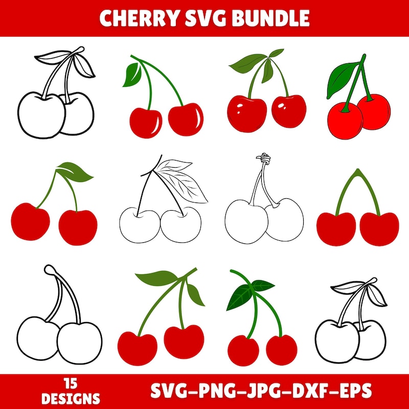 Cherry Leaves Clipart - Etsy