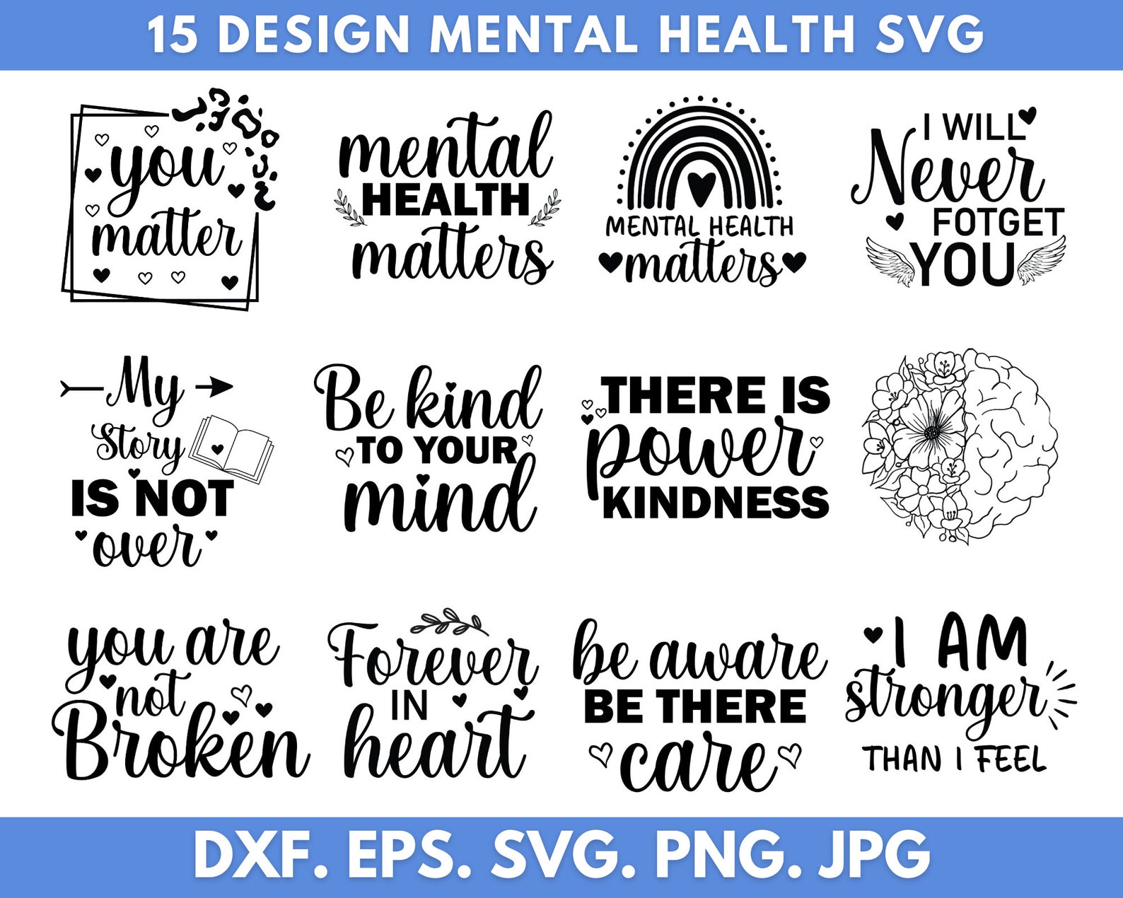Mental Health Svg Bundle, Mental Health Png, Inspirational Svg, Self ...