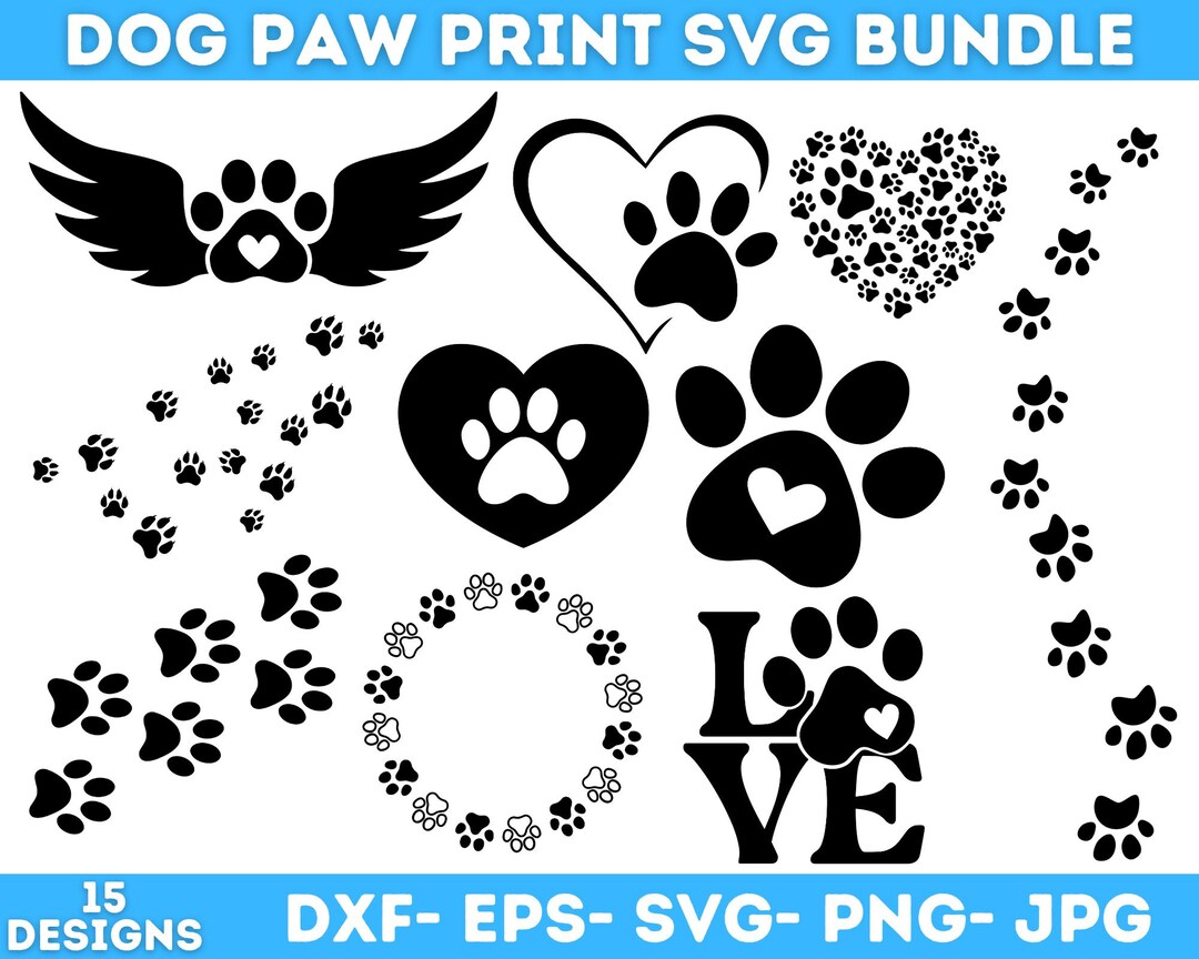 Paw Print Svg Bundle, Dog Paw Svg, Animal Paw Svg, Cat Paw Svg, Dog Paw ...