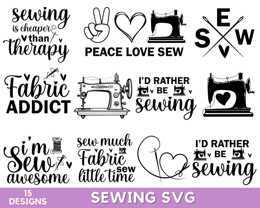 15+ Sewing Svg Bundle, Sewing Machine Svg, Crafting Svg, Sewing Machine ...