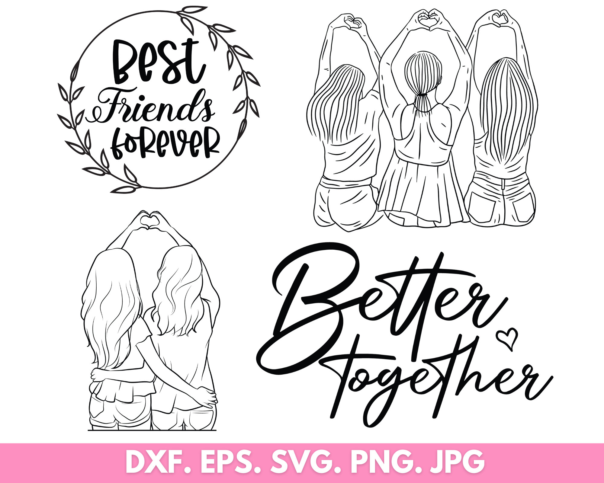 Best Friends Svg Bundle, Friends Png, Best Friends Png, Friendship ...