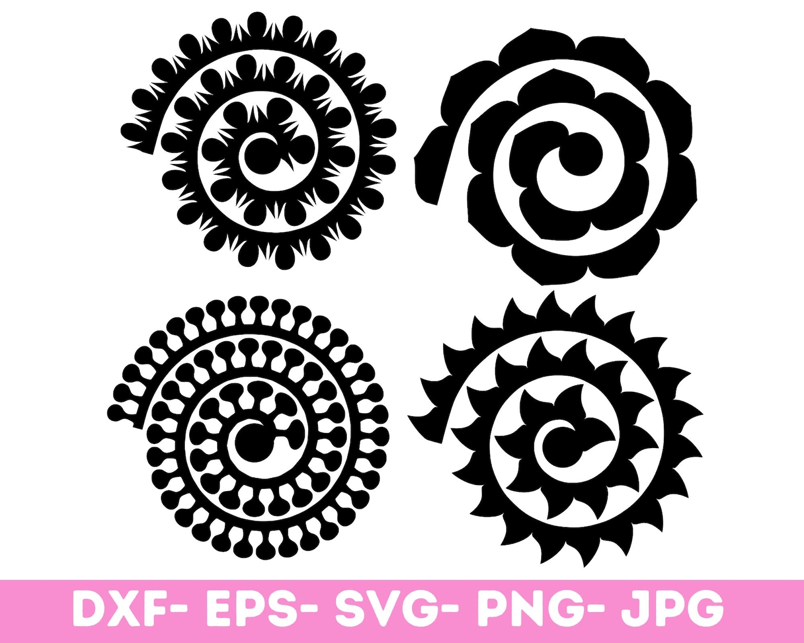 Rolled Flower Svg Bundle, Rolled Flowers Svg, Rolled Flower Png, Rolled ...