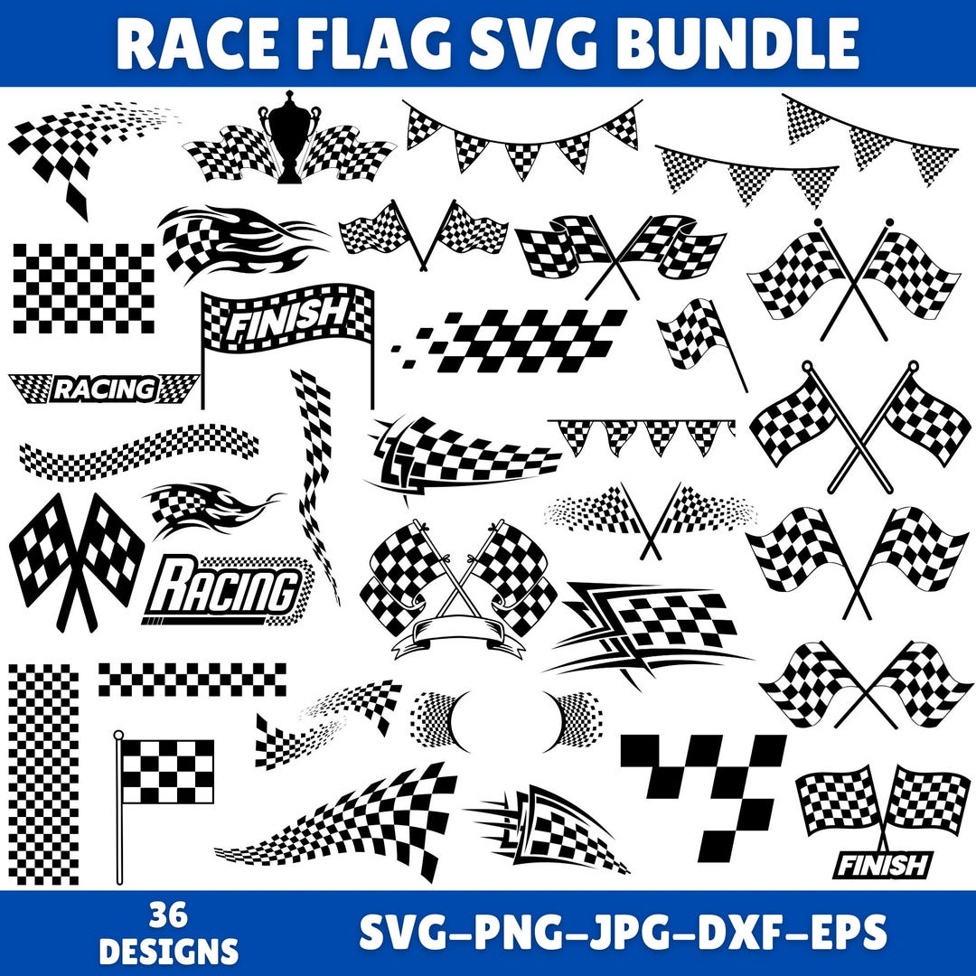 Race Flag Svg Bundle, Checkered Flag Svg, Race Flag Png, Checkered Flag ...