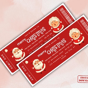 Merry Christmas Ticket Template, Editable Christmas Ticket, Christmas ...