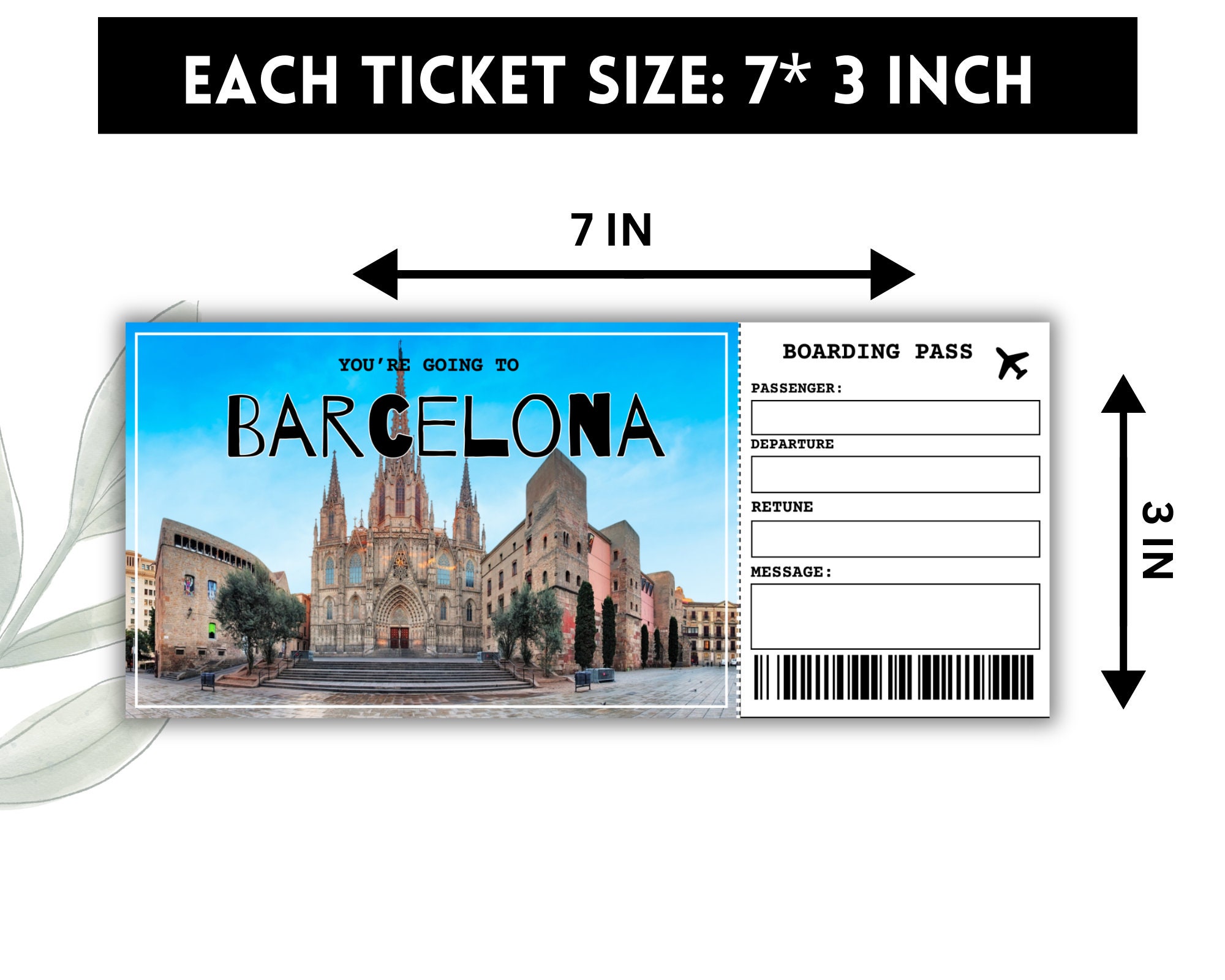 Printable Barcelona Surprise Trip Ticket, Boarding Pass Barcelona ...