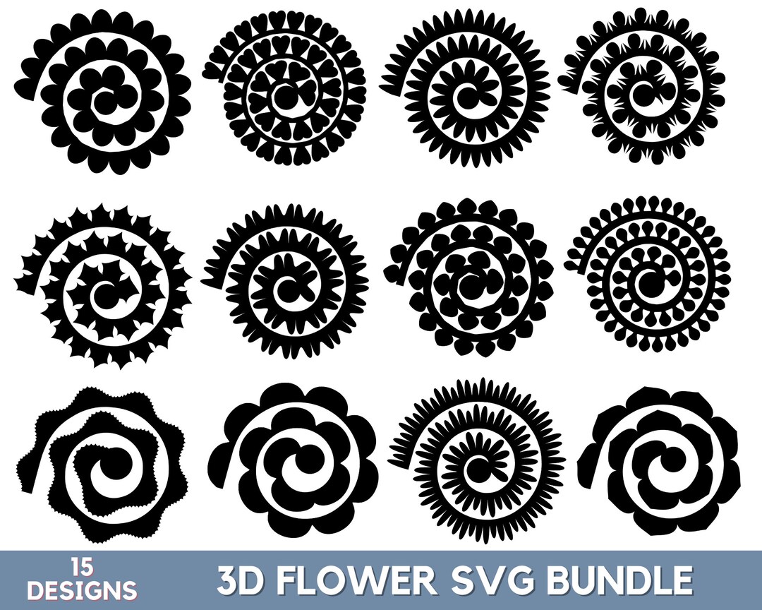 3d Flower Svg Bundle, Paper Flower Clipart, Flower Svg Bundle, Digital ...
