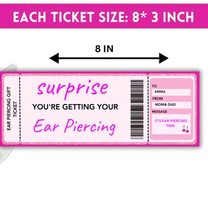 Printable Ear Piercing Ticket Template, Ear Piercing Ticket, Ears ...