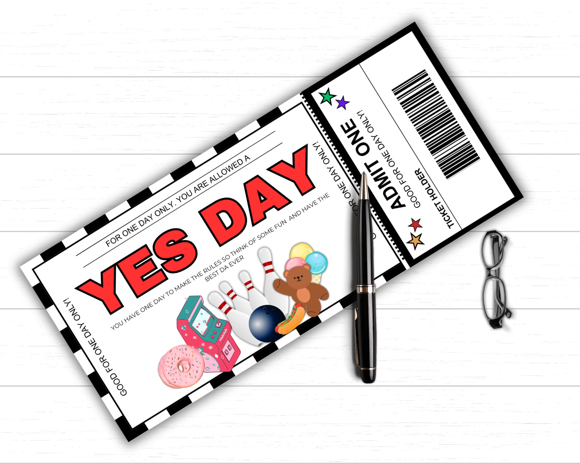 Printable Yes Day Ticket Template, Yes Day Voucher, Yes Day Gift Ticket ...