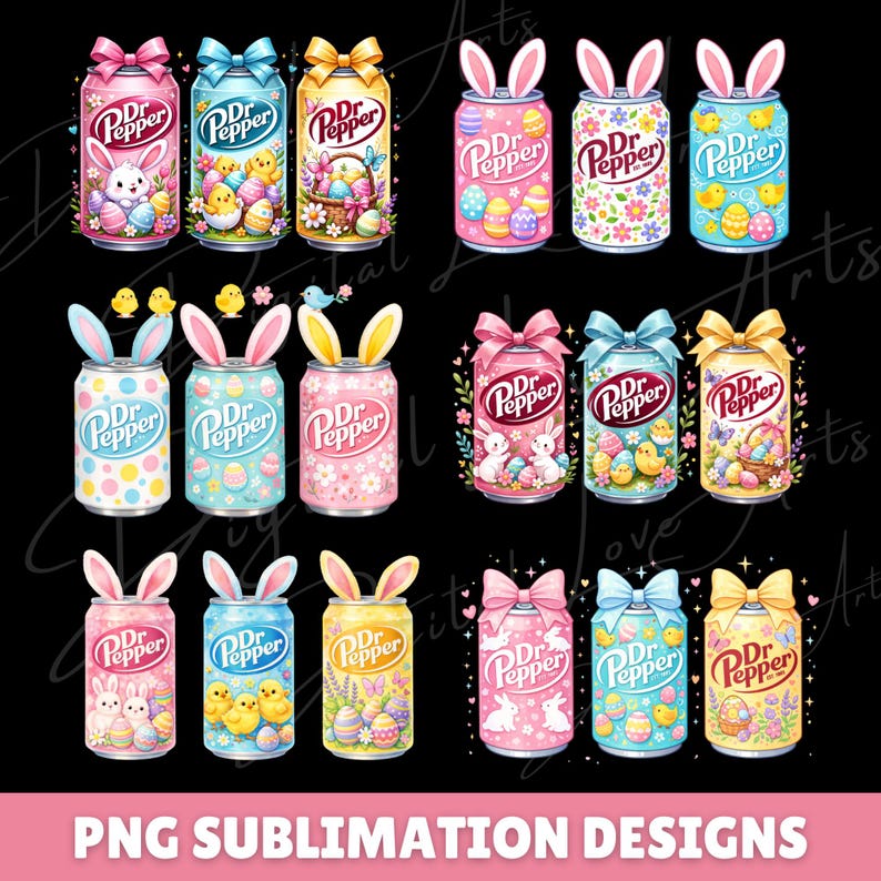 25+ Bunny Easter Soda PNG, Retro Soda Can Easter Design, Cute Cartoon ...