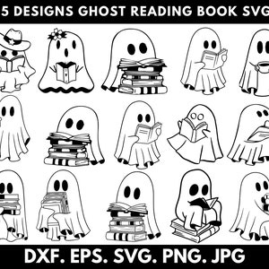 Ghost Reading Book Svg, Svg Bundle, Halloween Png, Ghost Clipart Shirt ...