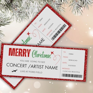 Merry Christmas Ticket Template, Editable Christmas Ticket, Christmas ...