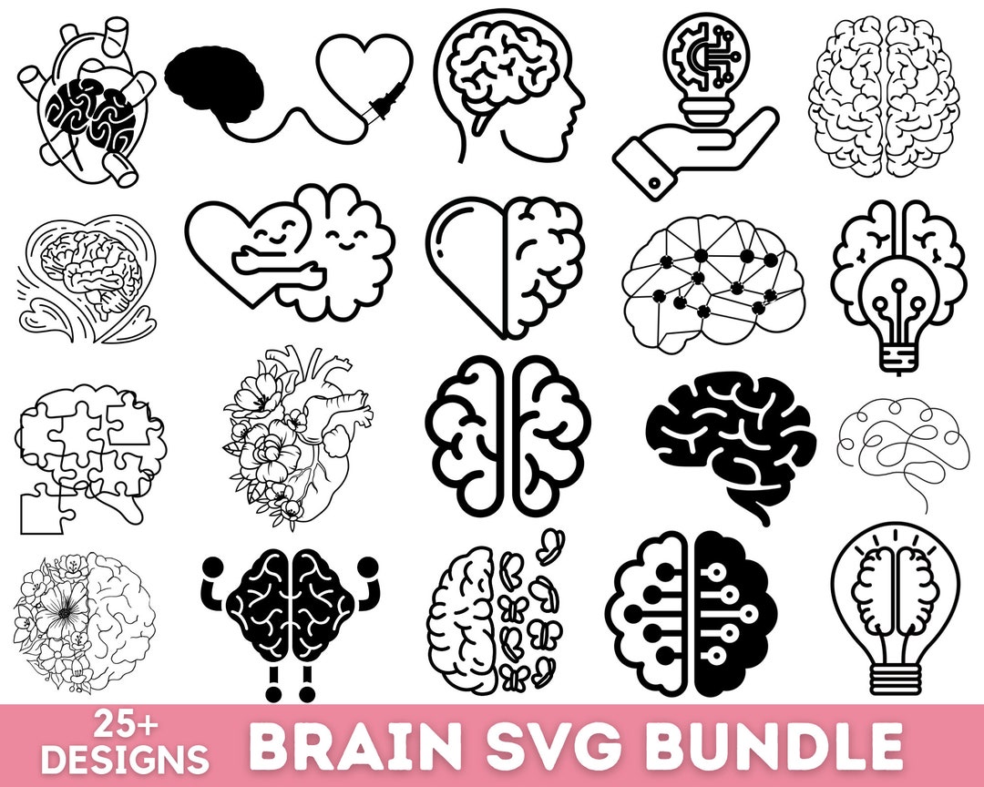 25 Designs Brain Svg Bundle, Brain Png Bundle, Brain Clipart, Brain ...