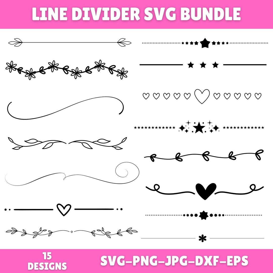 Line Divider Svg Bundle, Line Divider Svg, Line Divider Png, Wedding ...