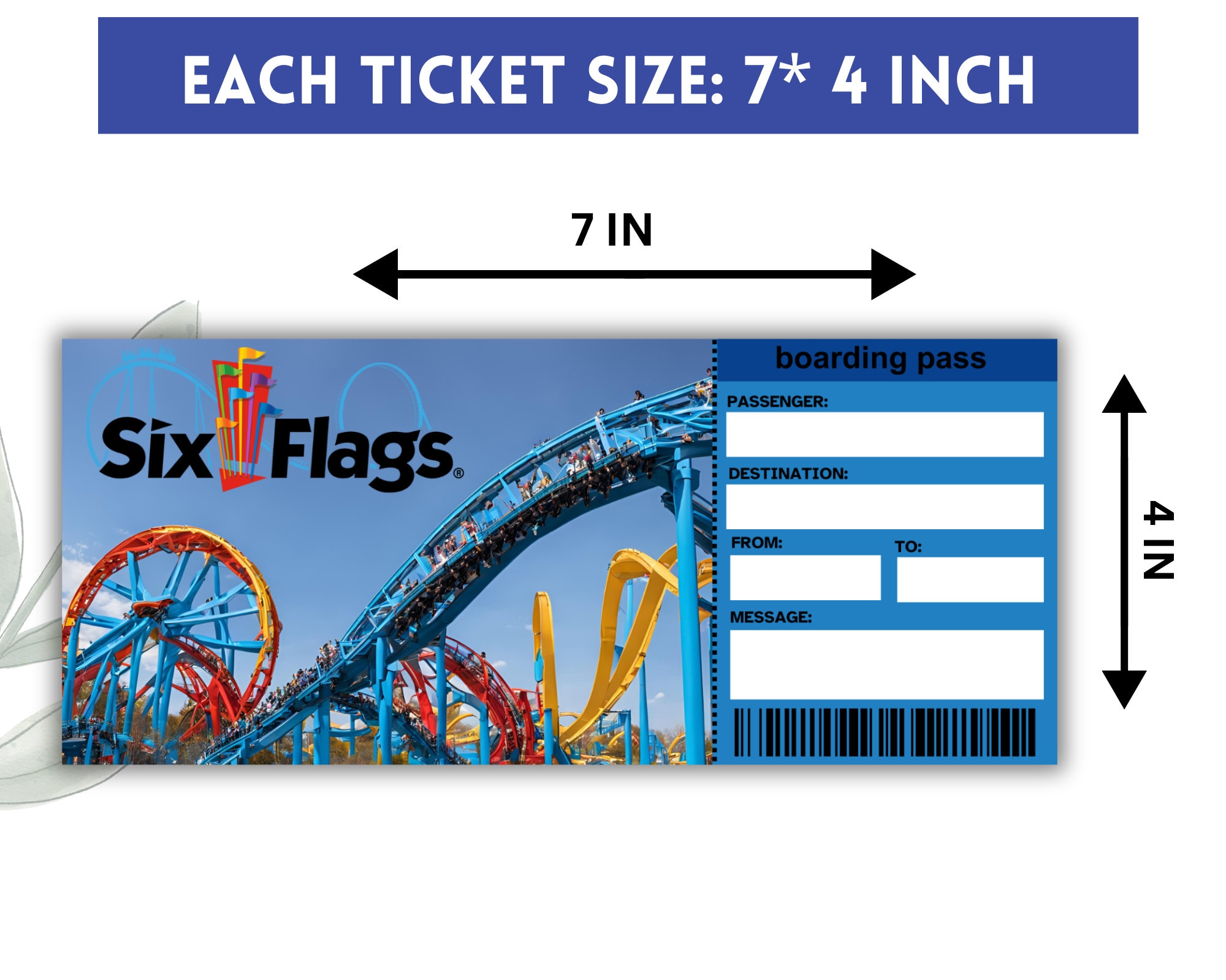 Editable Six Flags Gift Ticket Template, Boarding Pass Ticket, Trip ...
